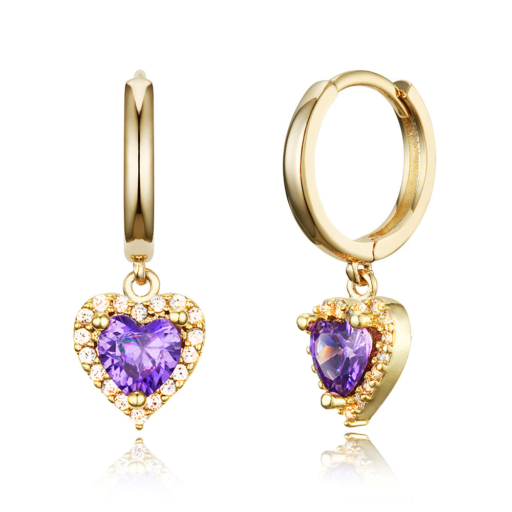 14k Gold Plated Brass Heart Plain Huggy Baby Girls Hoop Earrings ...